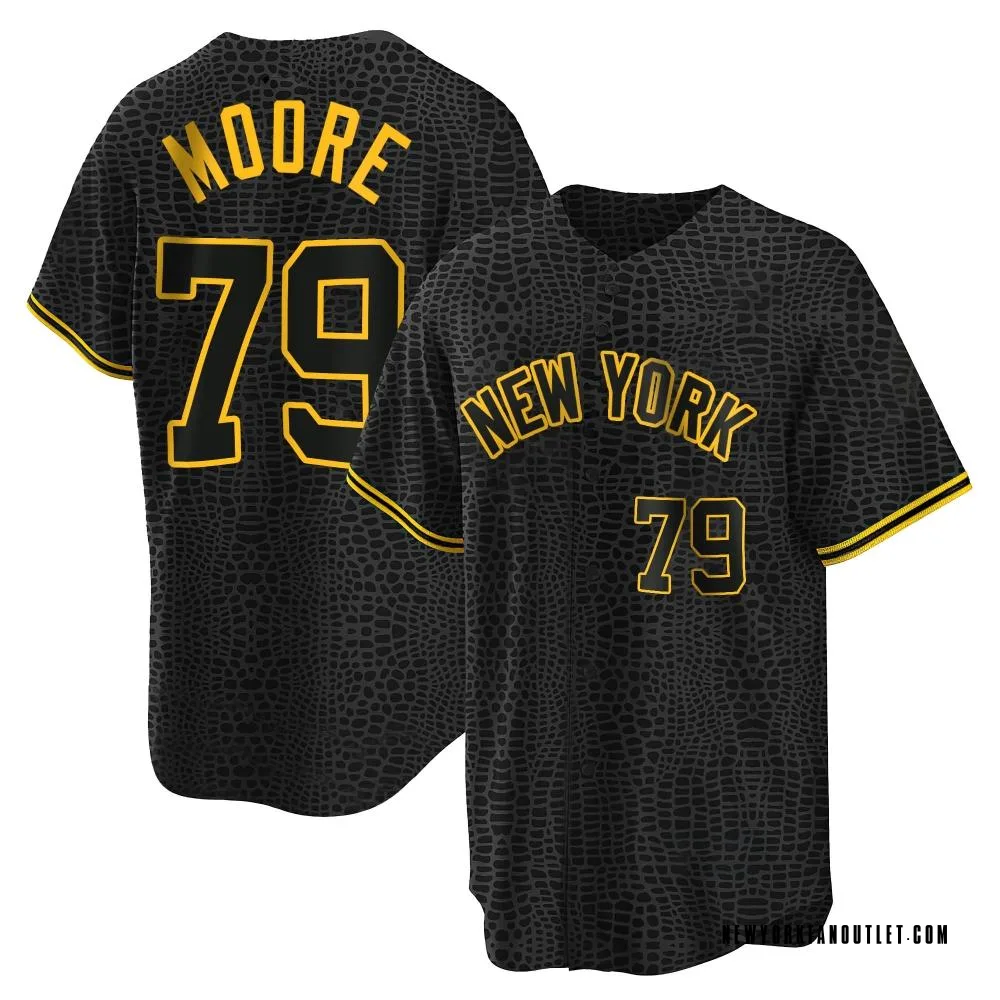 Men's Replica Black McKinley Moore New York Yankees Snake Skin City ...